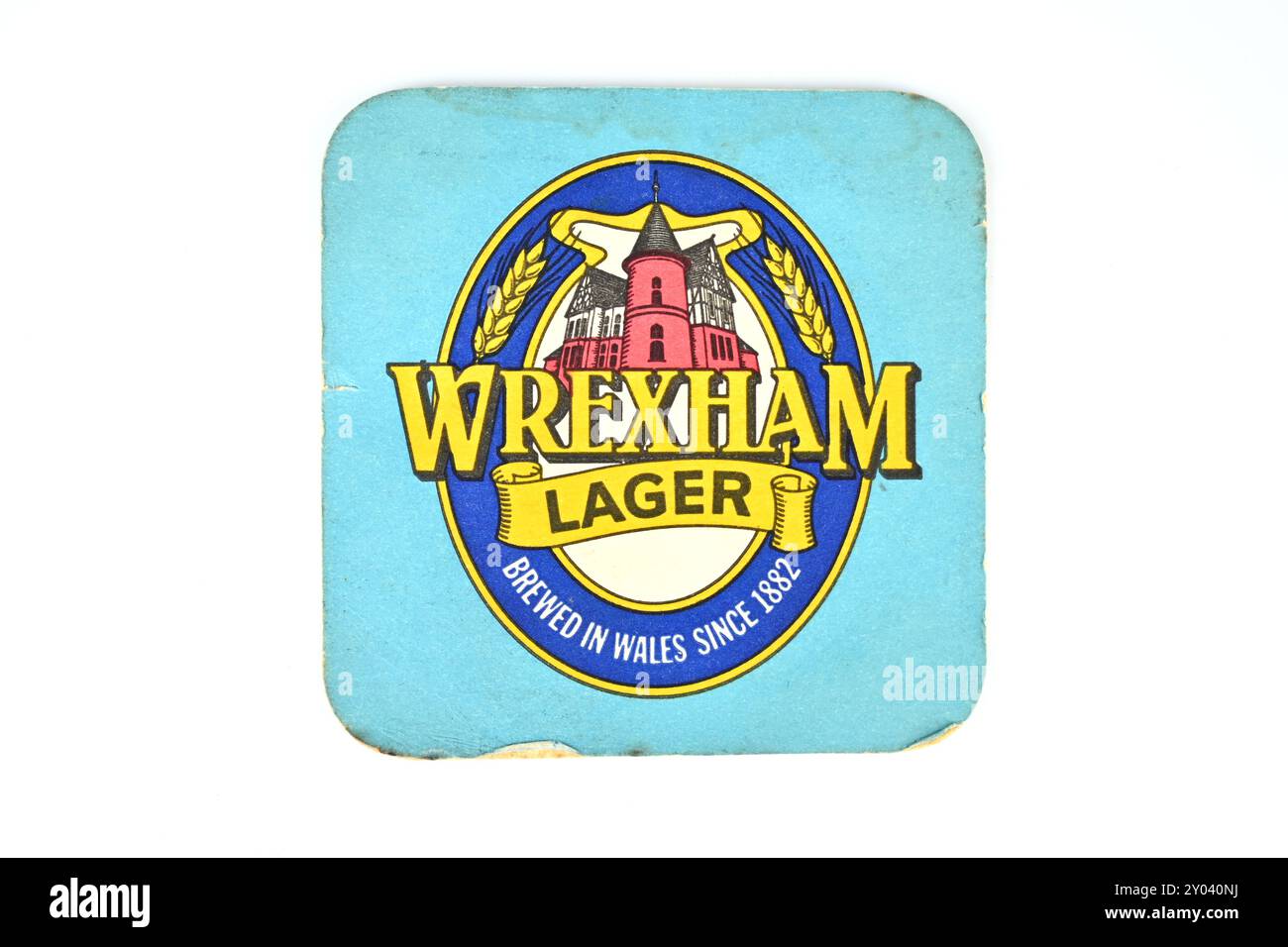 Wrexham lager beer mat coaster on white background– Wales, UK – 30 ...