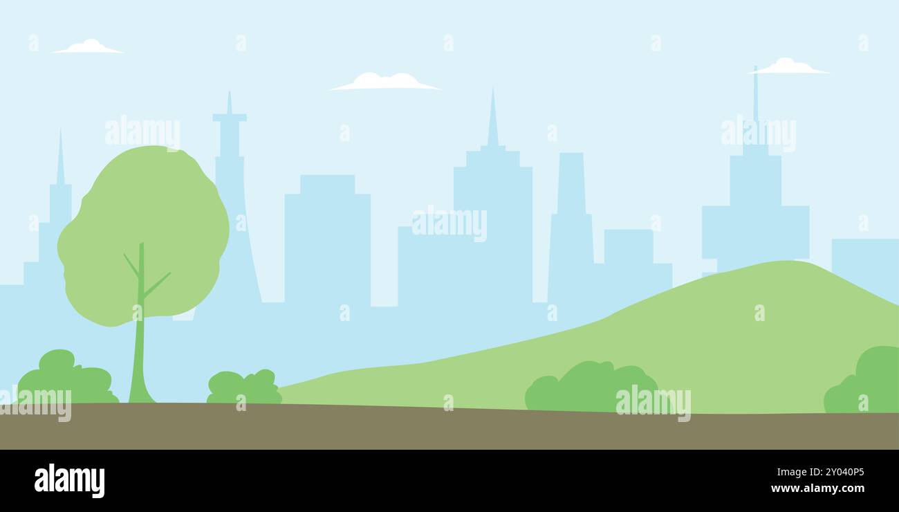 City park landscape. Green urban environment scenery Stock Vector Image ...