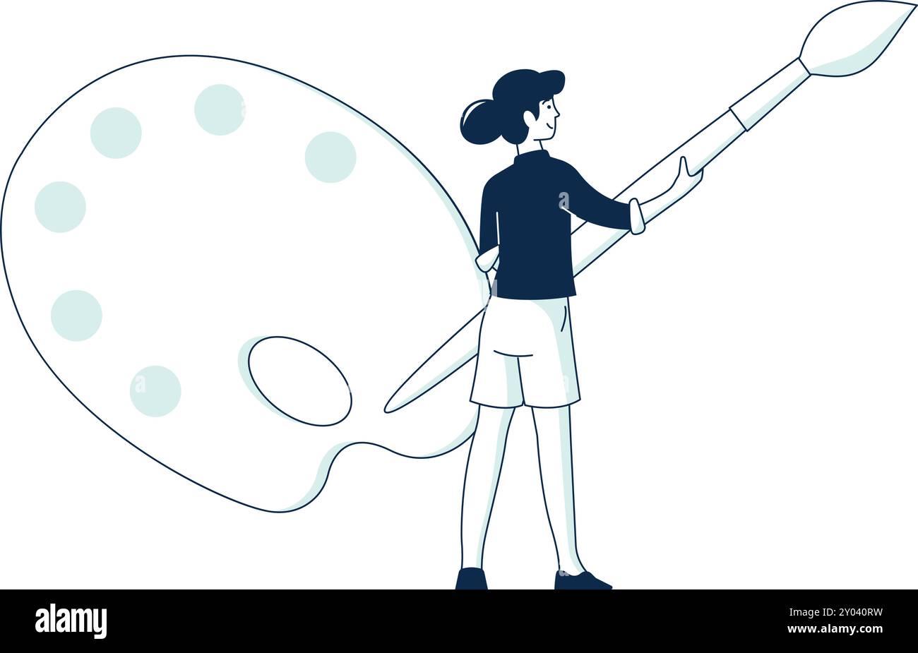 Female artist painting big brush Stock Vector Images - Alamy