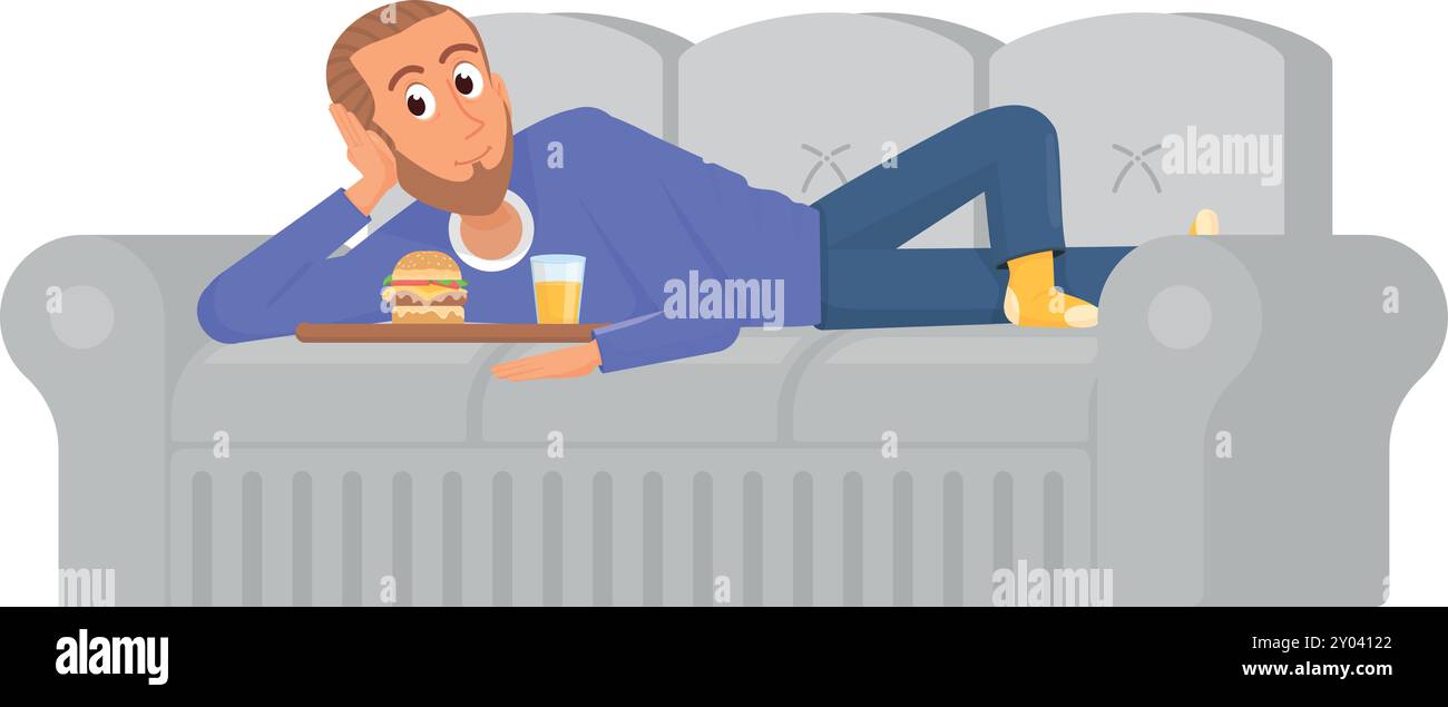 Young man eating fast food Stock Vector Images - Alamy