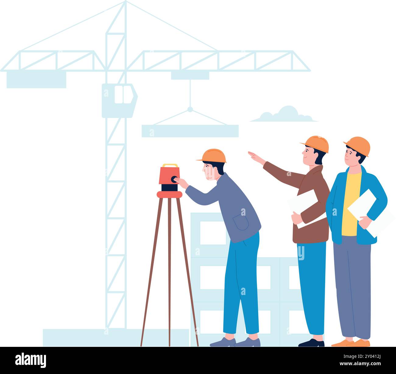 Engineers control architecture building process. Construction ...