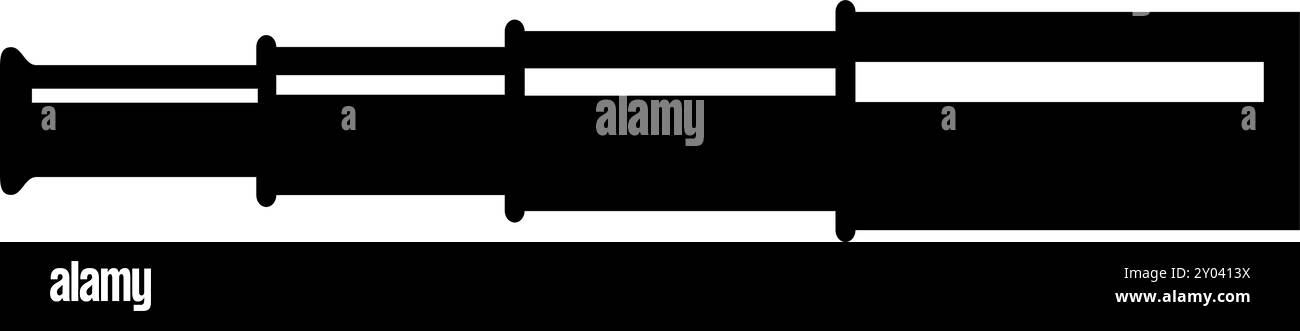 Naval spyglass black icon. Exploration symbol. Discovery sign Stock ...