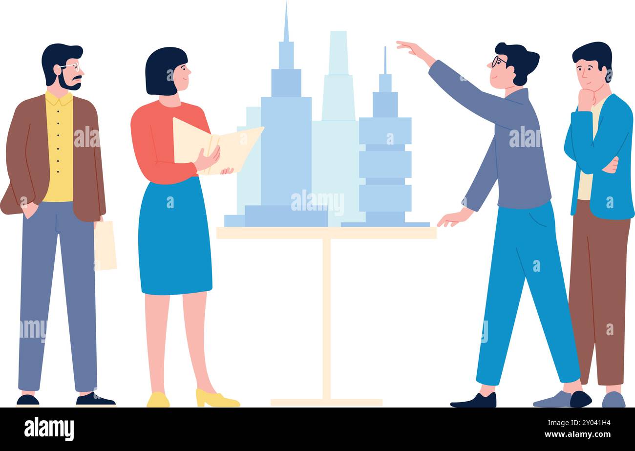 Architecture engineer discuss building plan. Contractor team Stock ...