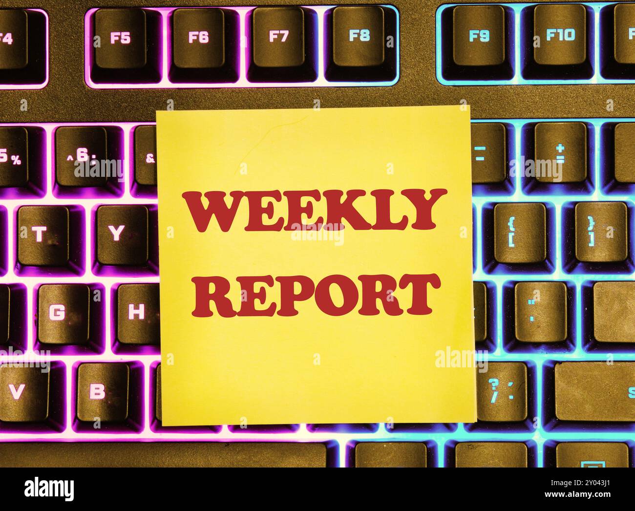 Conceptual weekly report symbol. Copy space. WEEKLY REPORT words ...