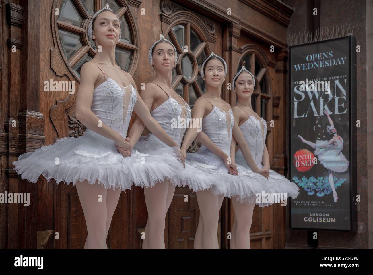 Cygnets from the state Ballet of Georgia pose for photos ahead of their ...