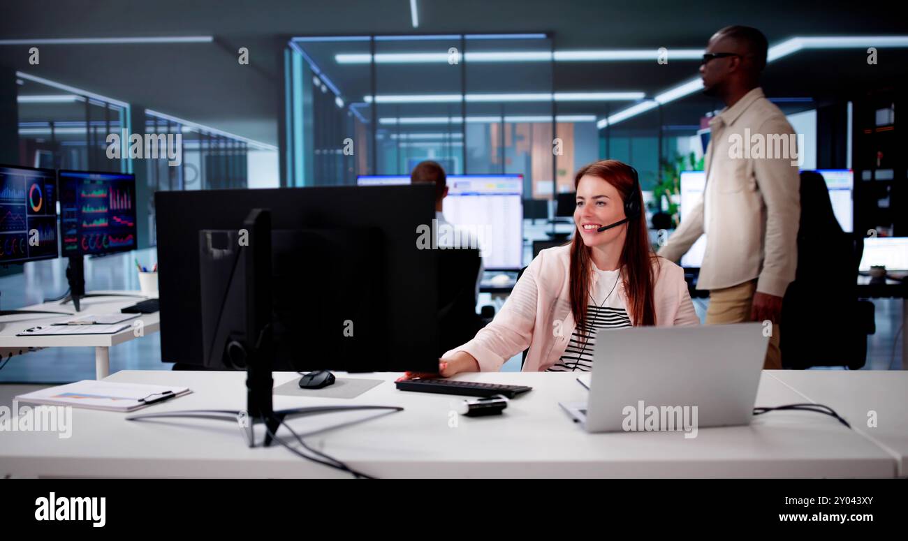 Call Center Customer Care Female Agent Talking Stock Photo - Alamy