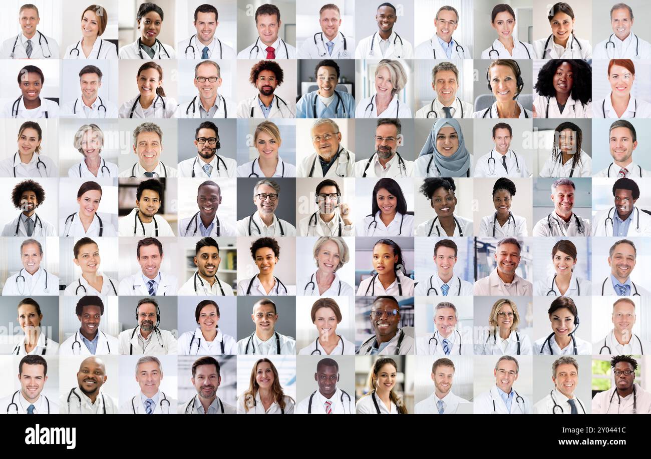 Diverse Doctor Faces Photo Collage. Multiethnic Group Stock Photo - Alamy