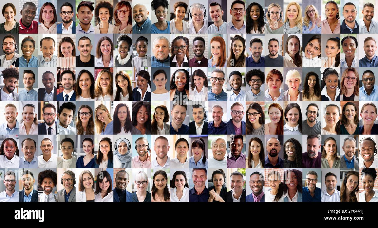 Multicultural Faces Photo Collage. Portrait And Avatar Headshots Stock ...