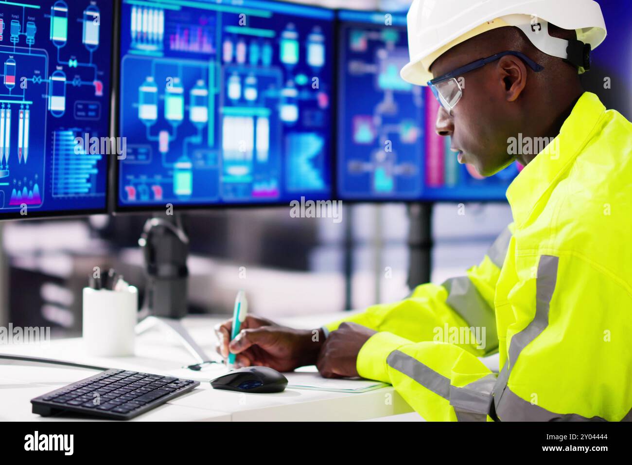 Engineer Operator Using Scada System At Industrial Plant Stock Photo ...