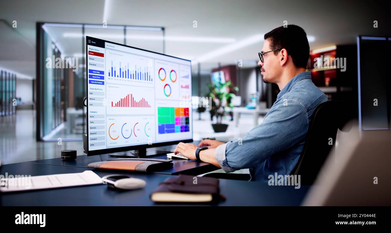 Data Analyst Using Data Analytics KPI Dashboard Stock Photo - Alamy