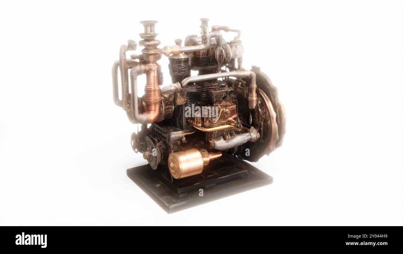 3D vintage steampunk style engine 3d render Stock Photo - Alamy