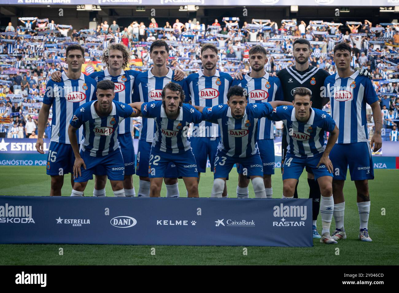 Barcelona, Spain. 31st Aug, 2024. Players of RCD Espanyol line up ...