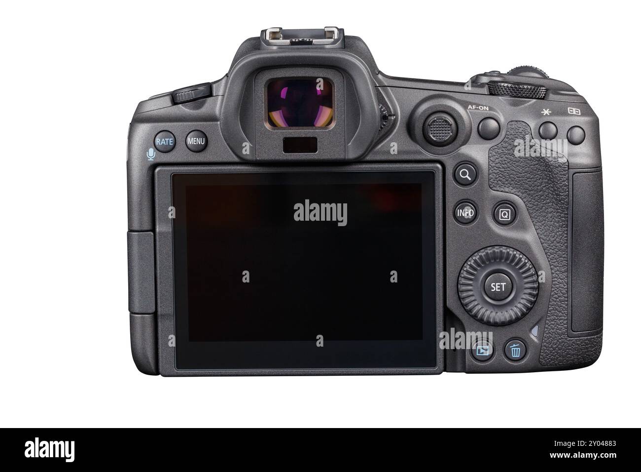 black professional mirrorless camera body isolated on white background ...