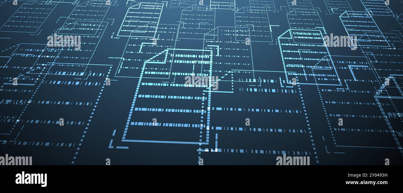 Glowing data patterns within a holographic folgers digital world Stock ...