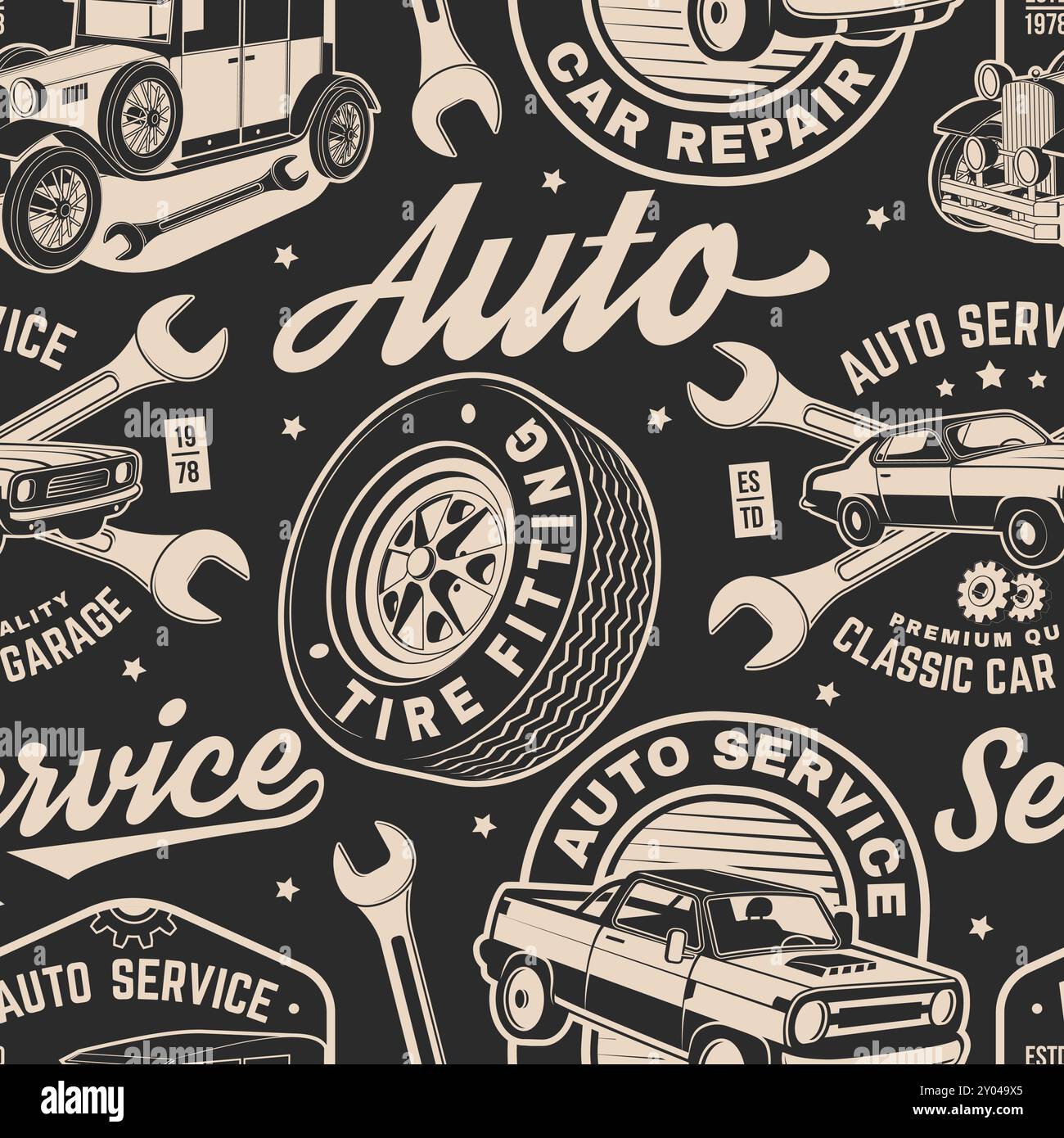 Auto service seamless pattern or background. Vector. Fabric, texture ...