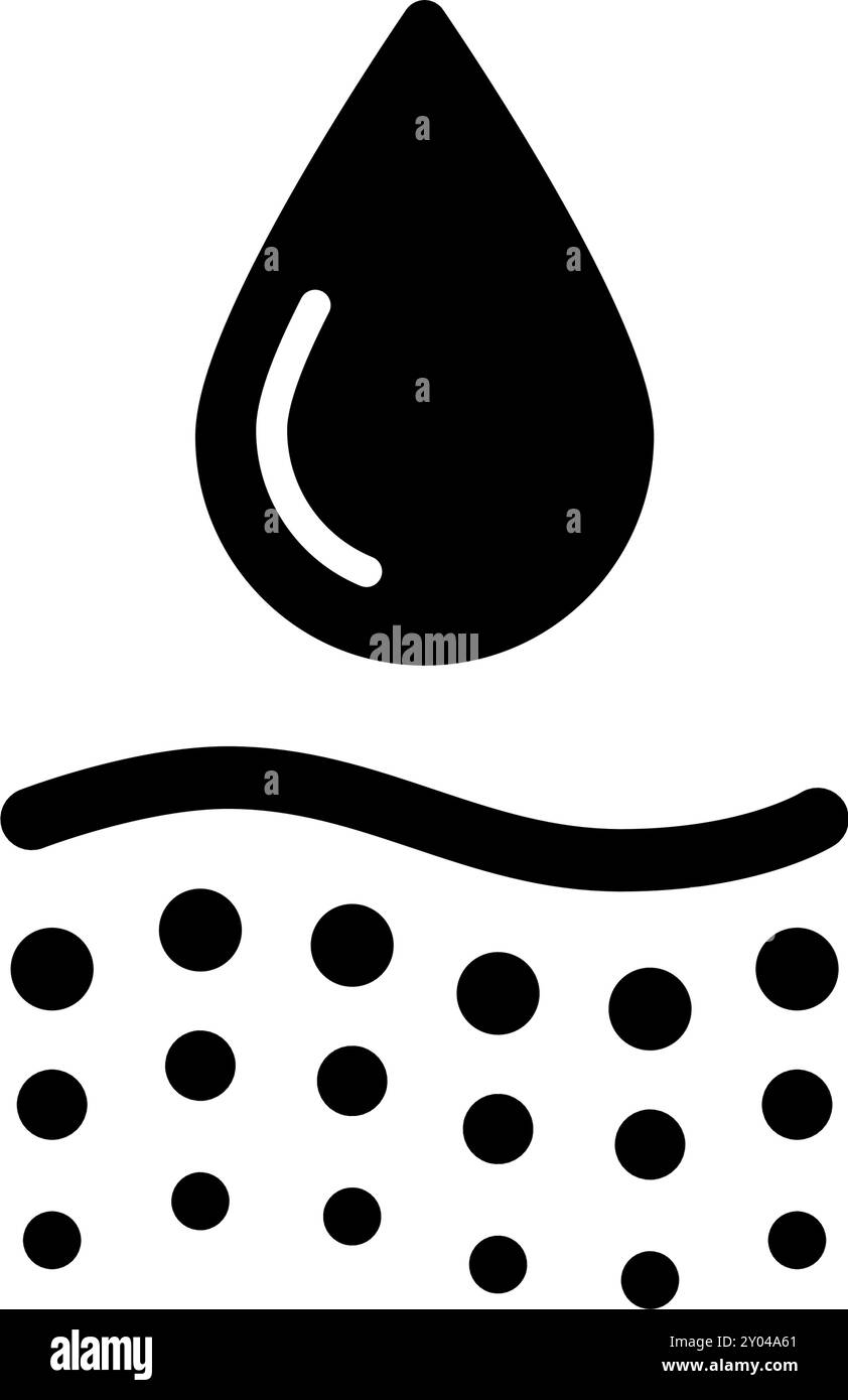 Water absorbent icon. Skin deep hydration symbol. Face care effect ...