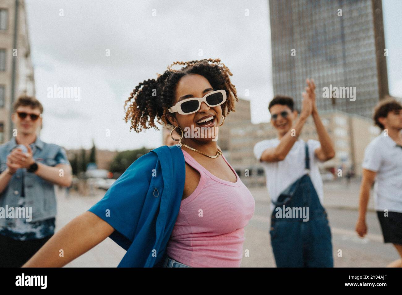 Applauding clapping curly hair woman hi-res stock photography and ...
