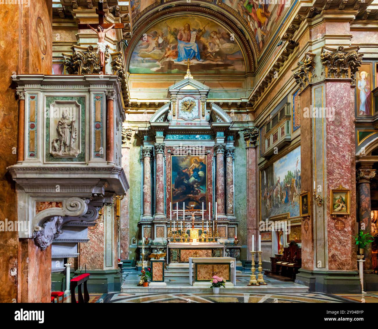 Interior of the Church of San Rocco, Rome, Italy Stock Photo - Alamy