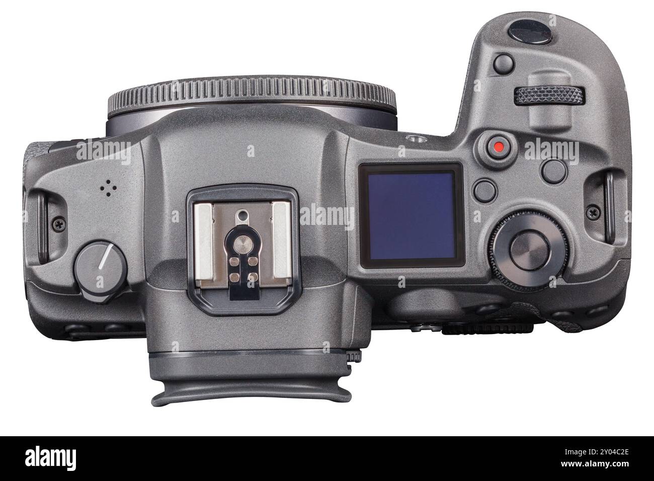 black professional mirrorless camera body isolated on white background ...