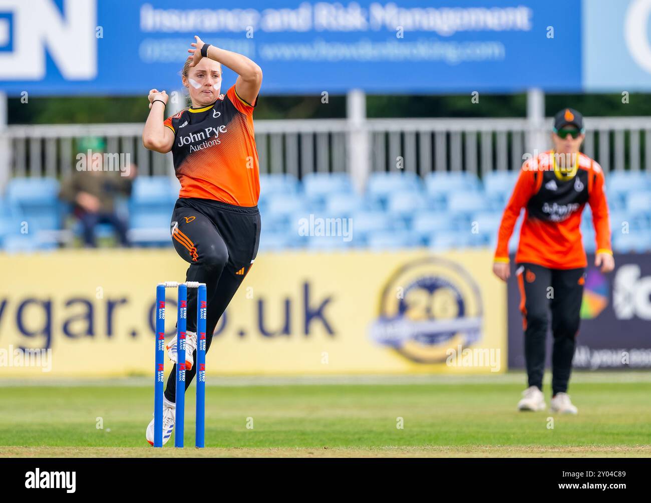 Cassidy McCarthy bowling for The Blaze in a Rachel Heyhoe Flint Trophy ...