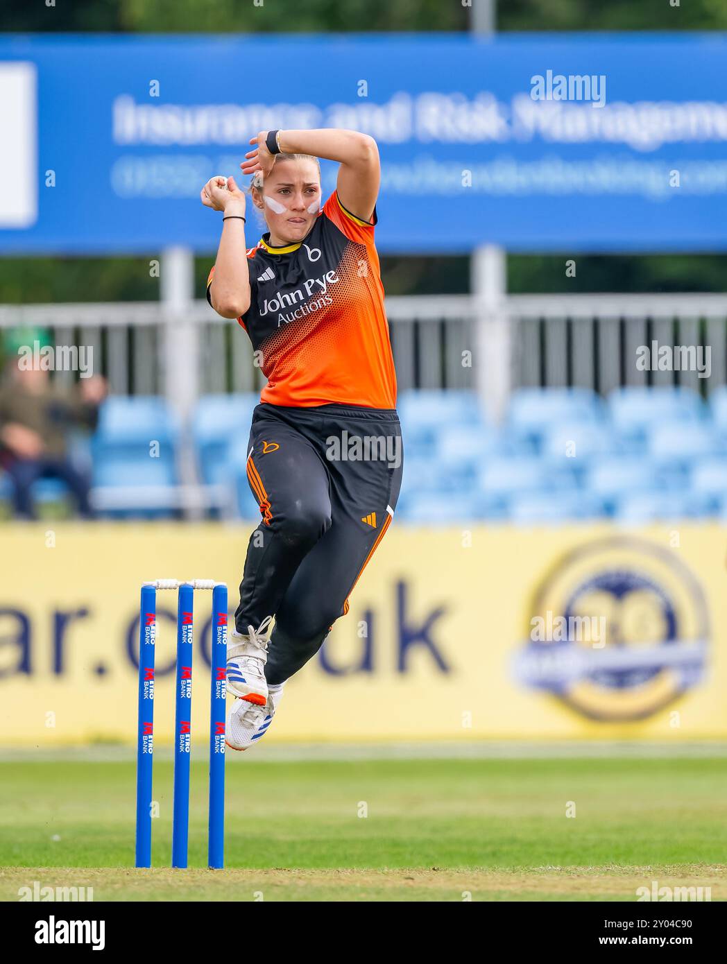 Cassidy McCarthy bowling for The Blaze in a Rachel Heyhoe Flint Trophy ...
