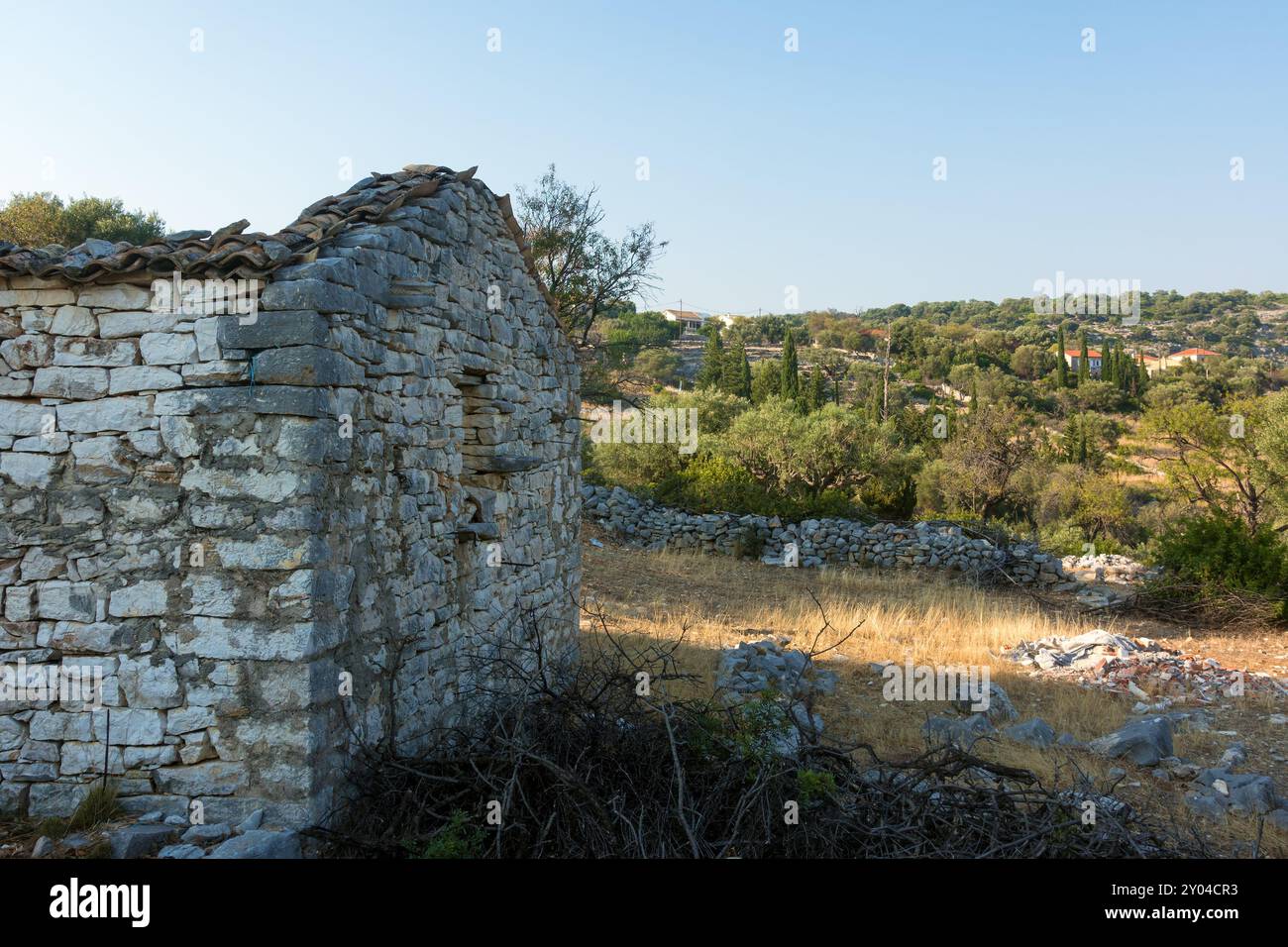 Architecture and old buildings in the village of Kastos island, Greece ...