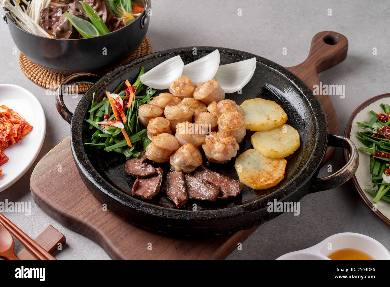 Korean food Korean beef intestine grilled Stock Photo - Alamy