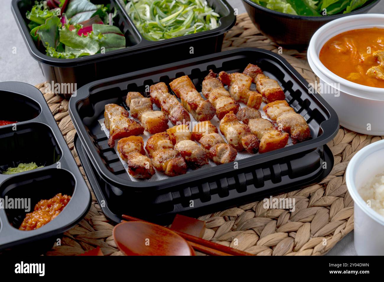 Pork Belly Rice Bowl korean food cooked, delicious, dish, meat, sauce ...