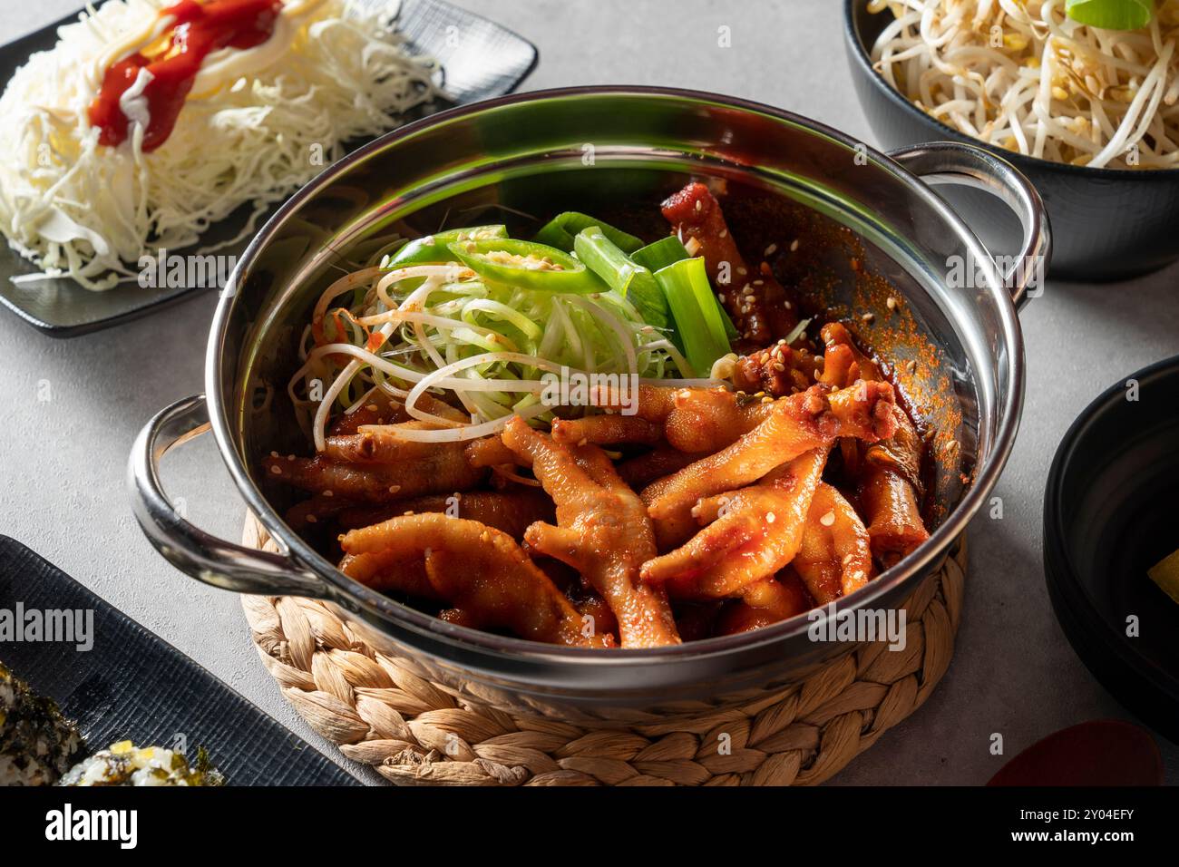 Braised spicy chicken soup, Korean food, soup, chicken feet, chicken ...