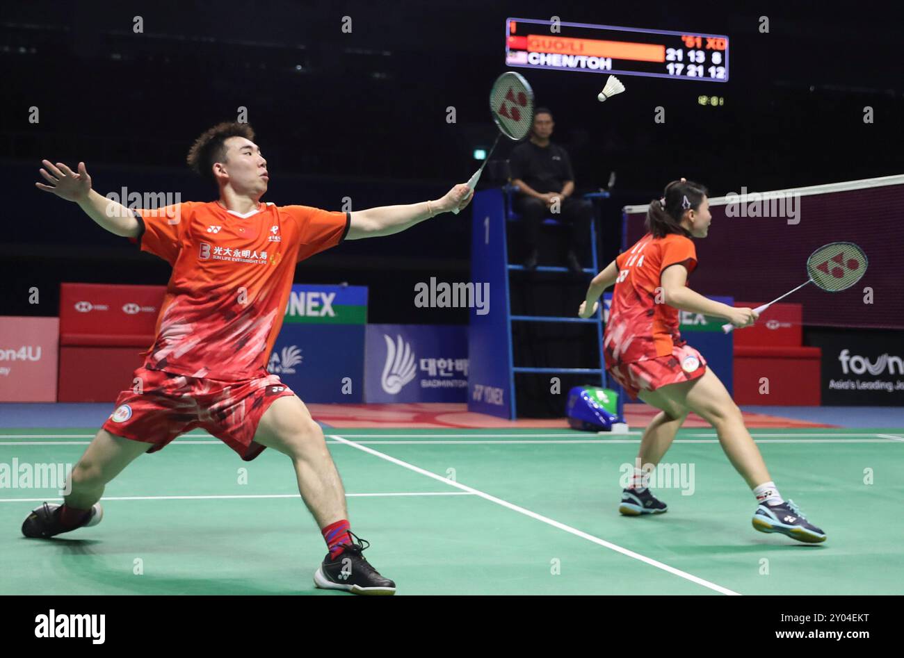 Mokpo, South Korea. 1st Sep, 2024. Guo Xinwa (L)/Li Qian of China ...