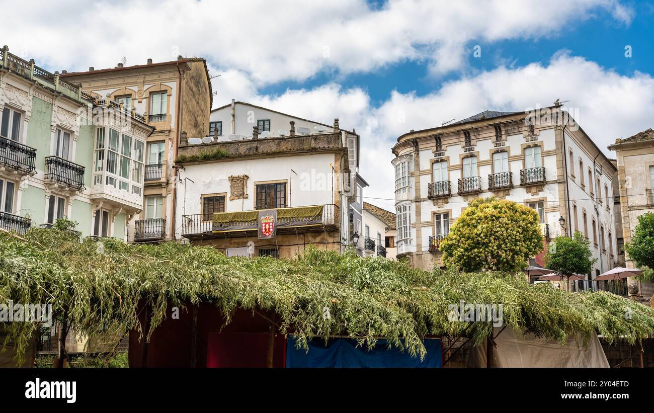 Old buildings in the main square of Mondonedo with old market for ...
