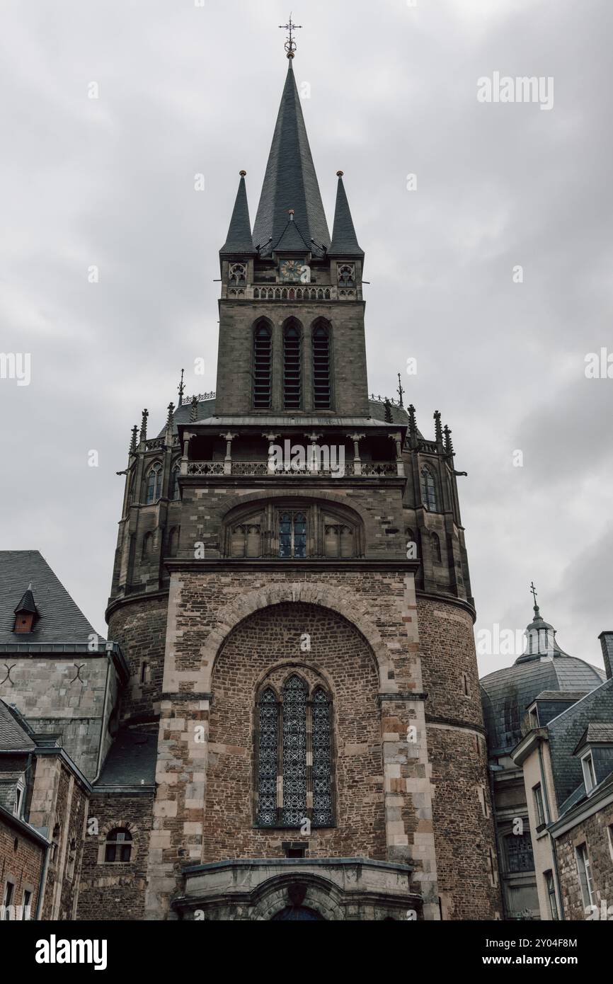 A view from ground level up to the exterior walls and facade of the ...