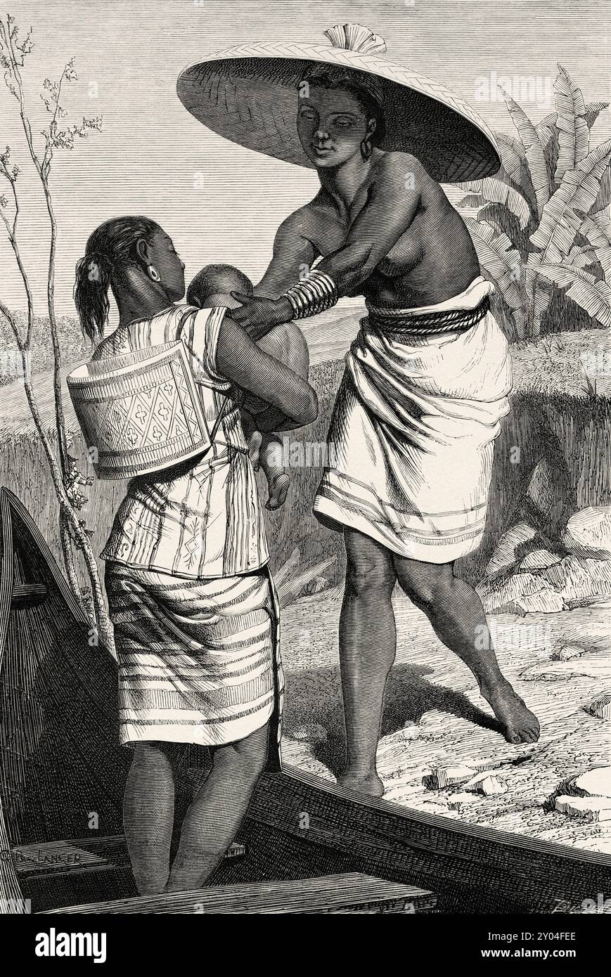 Dayak women of the indigenous non-Muslim people. Borneo Island ...