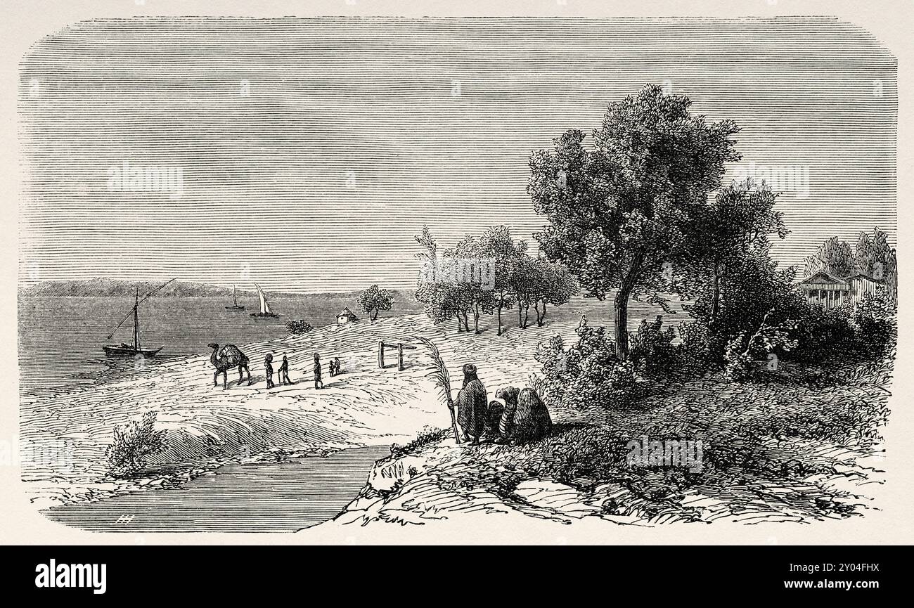 The white Nilo river passed through the town of Wad Shale, Sudan ...