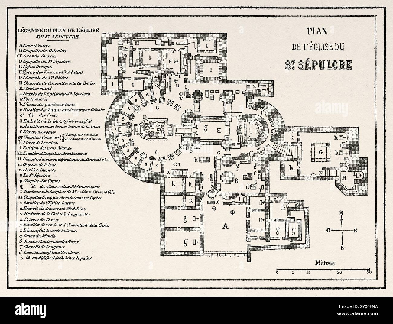 Old Plan of the Church of the Holy Sepulcher in Jerusalem. Middle East ...