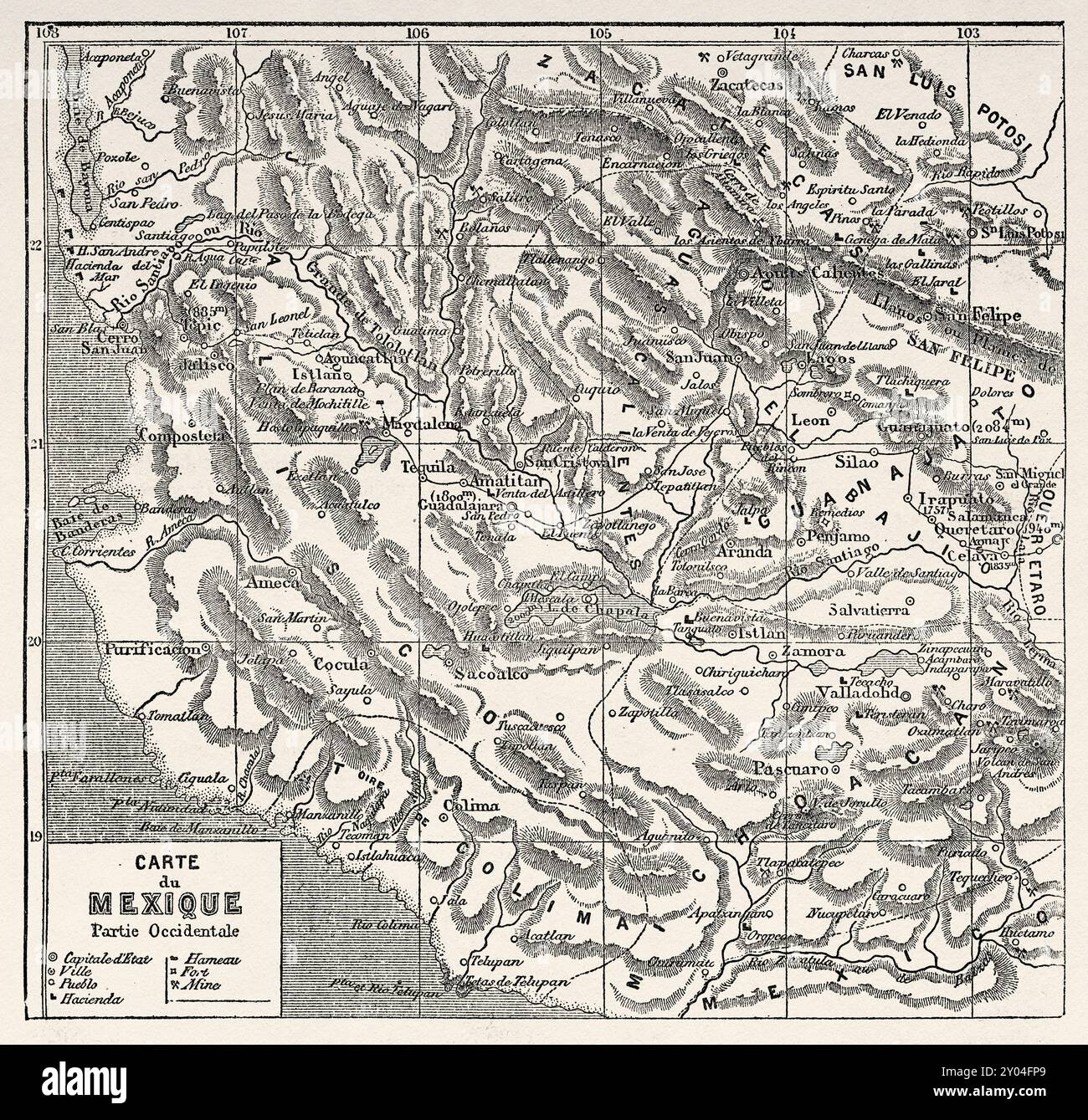Old map of Mexico. Travel in Mexico, 1854-1855 by Ernest Vigneaux. Le ...