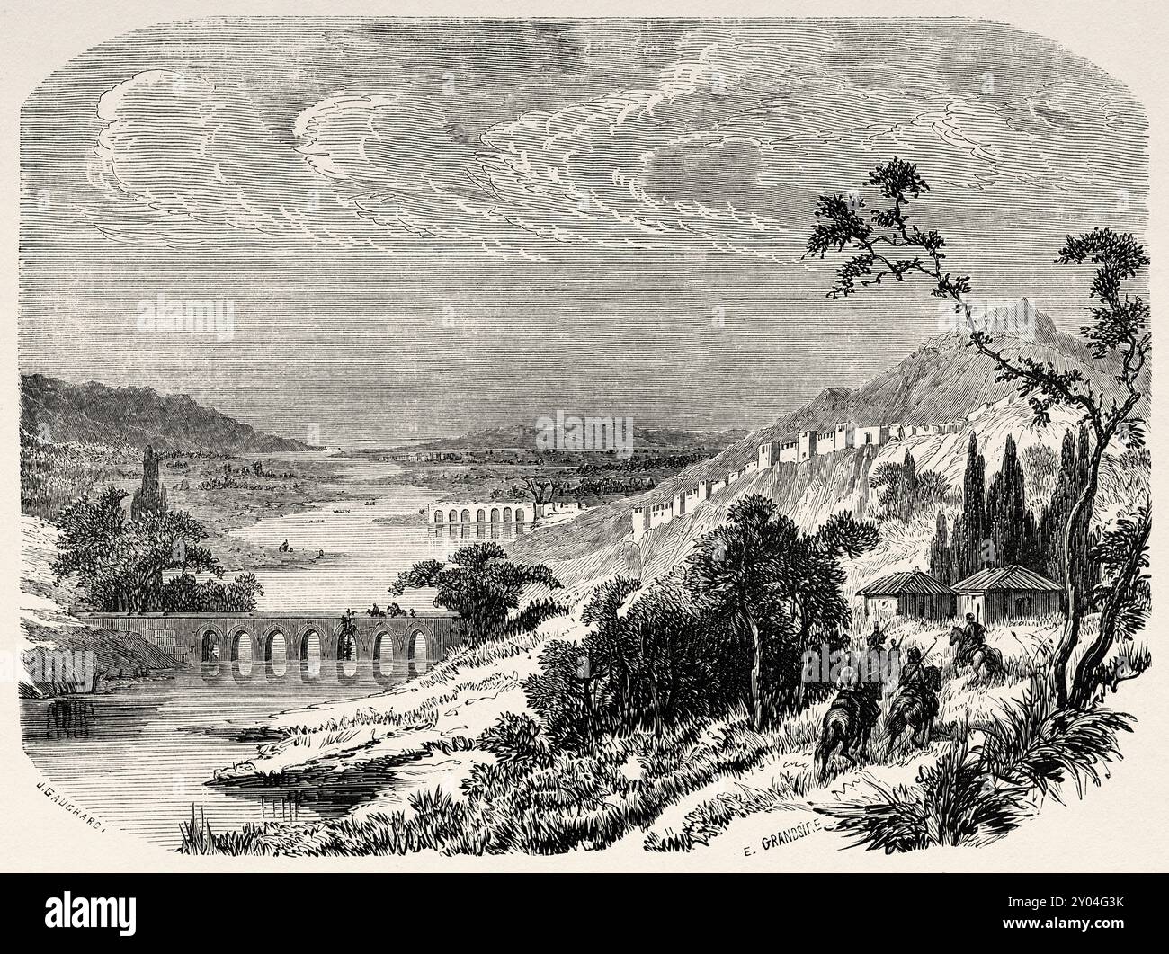 Ceyhan river and Roman bridges in Mopsuestia, Cilicia. Adana Province ...