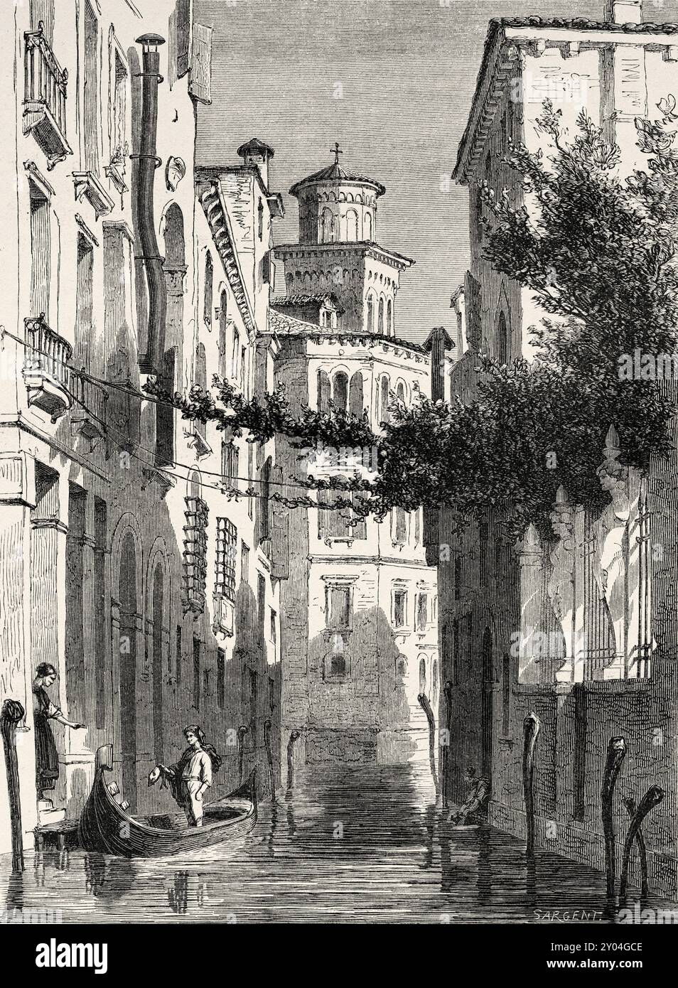 Palazzo di Bianca Cappello, Venice. Italy, drawing by Karl Girardet ...