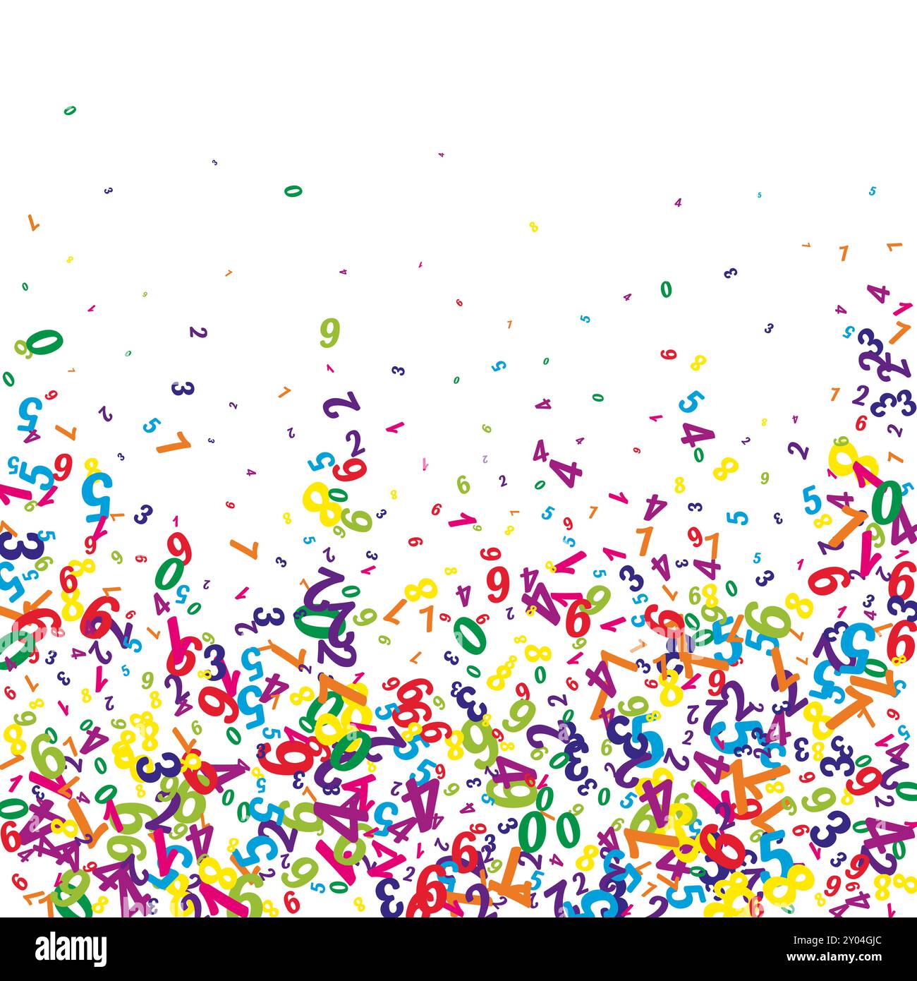 School math notebook cover. Colorful childish numbers floating in the ...