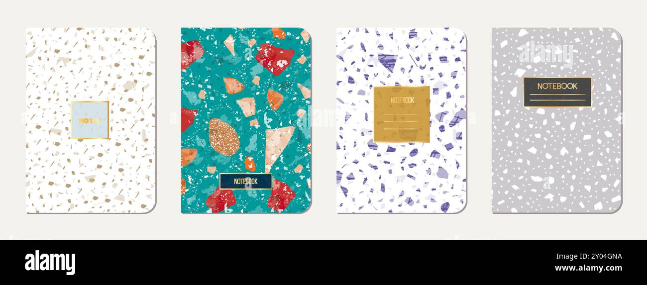 Notepad cover design. Terrazzo abstract background made of natural ...