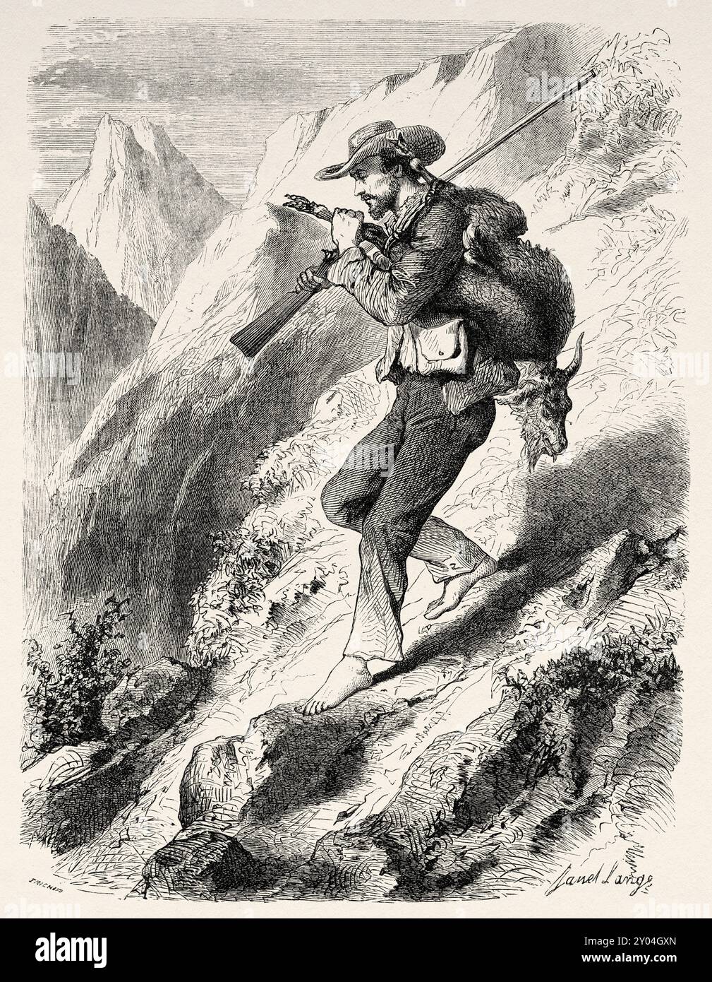 Wild Goat hunter hunting in the Mountainous Interior of Reunion island ...