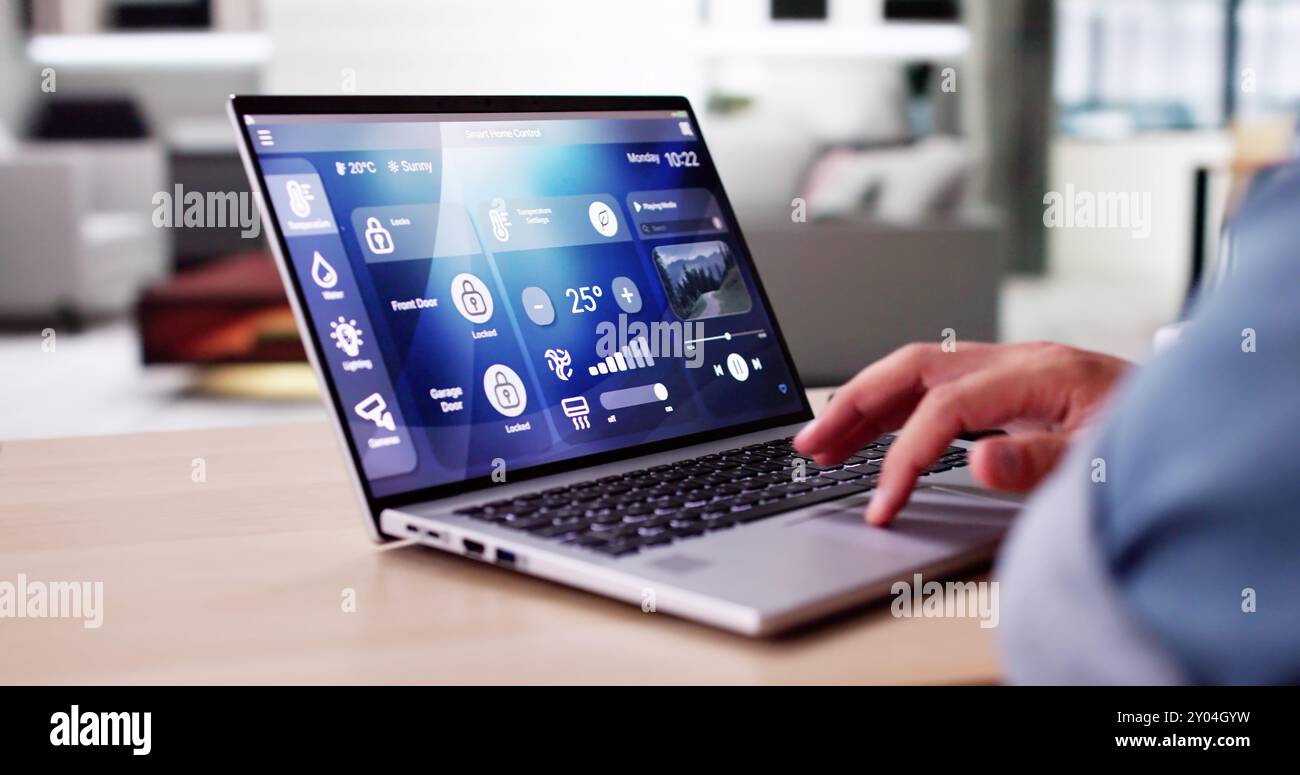 Smart Home Control Panel And Alarm Security Lock Stock Photo - Alamy