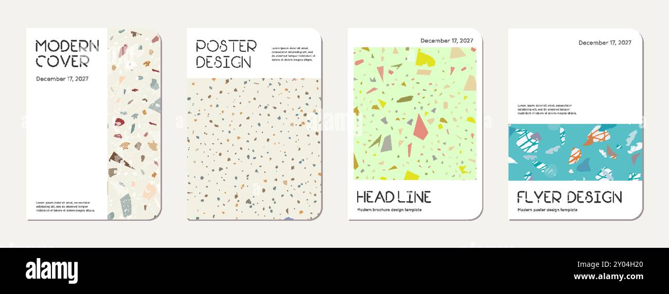 Note book cover design. Terrazzo abstract background made of natural ...