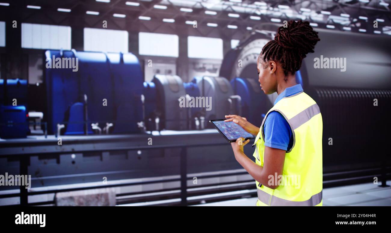 African Engineer Woman Checking Industrial Facility. Osha Inspection ...