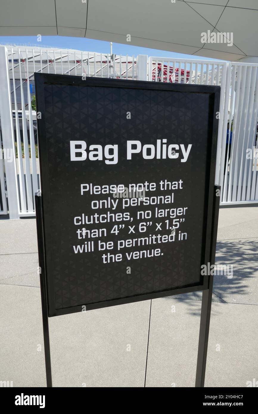 Inglewood, California, USA 28th August 2024 Bag Policy Notice at Twenty ...