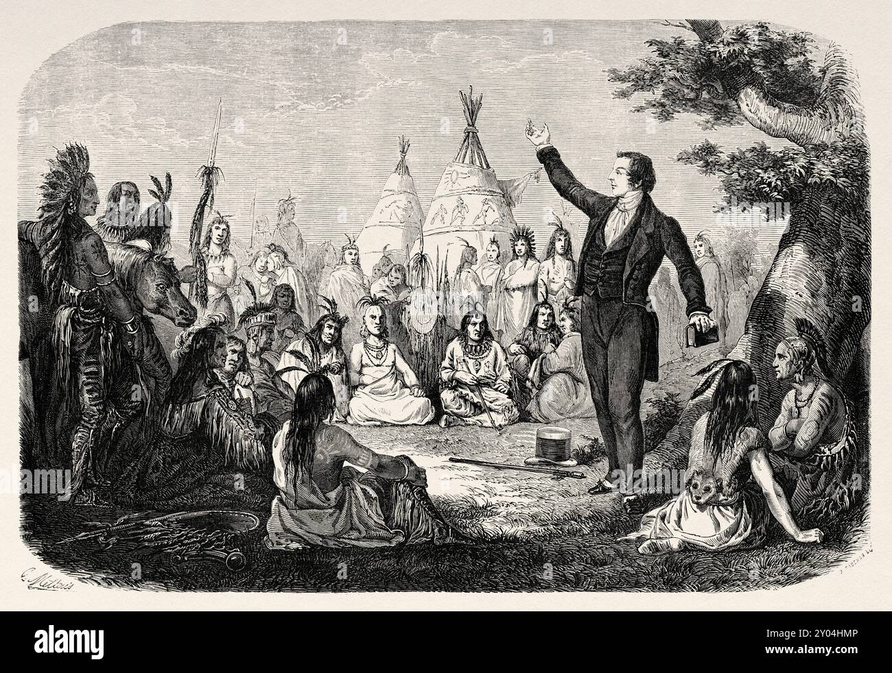 Joseph Smith (1805 - 1844) founder of mormon church, preaching to ...