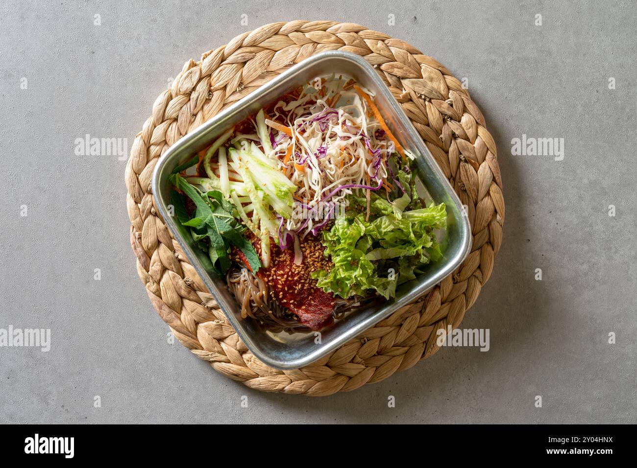 Jokbal, pork, steamed, spicy, tray, noodles, side dishes, salted shrimp ...