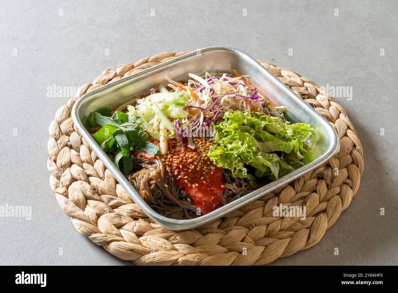 Jokbal, pork, steamed, spicy, tray, noodles, side dishes, salted shrimp ...