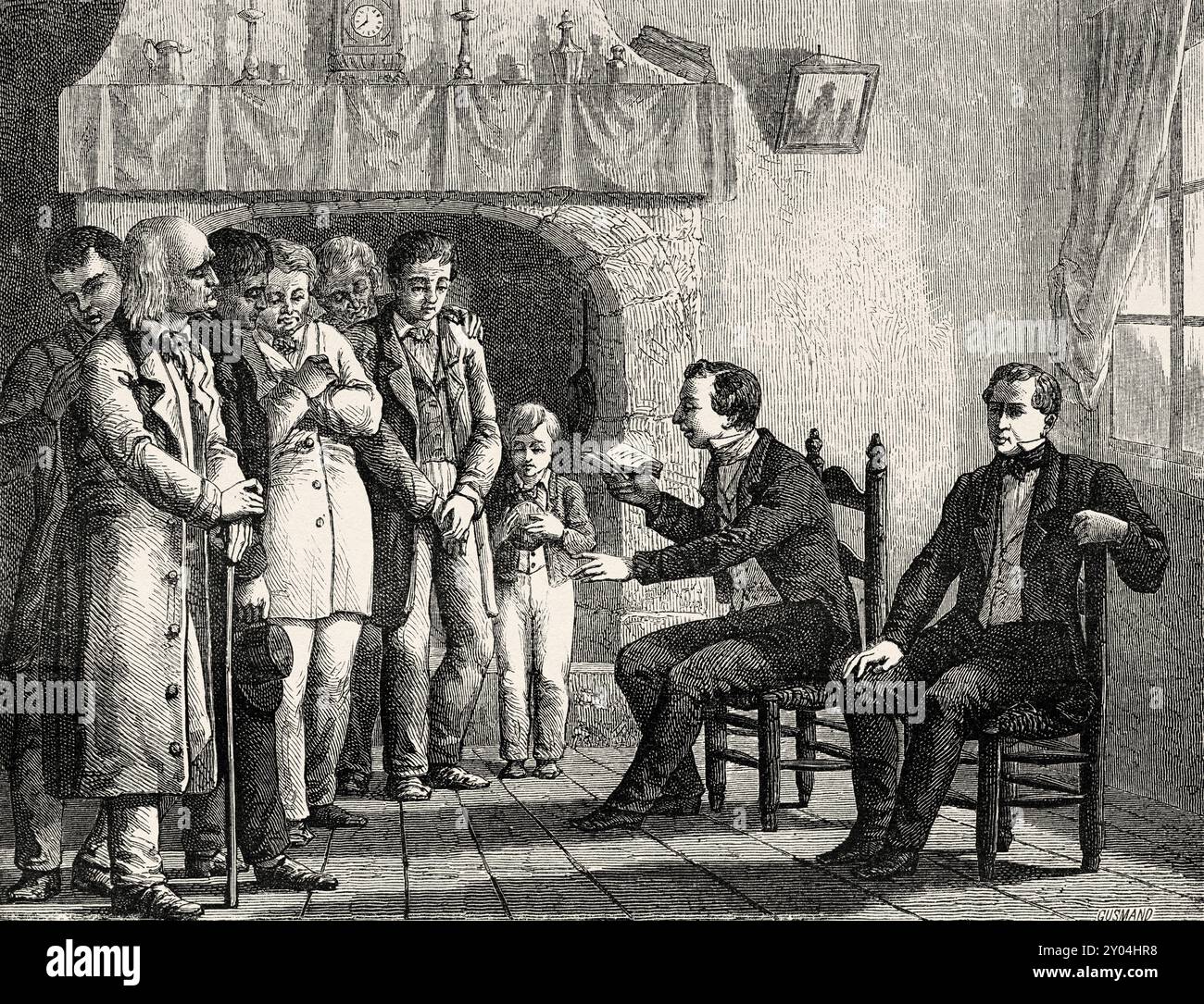 Joseph Smith (1805-1844) the founder of Mormonism, reading the Book of ...