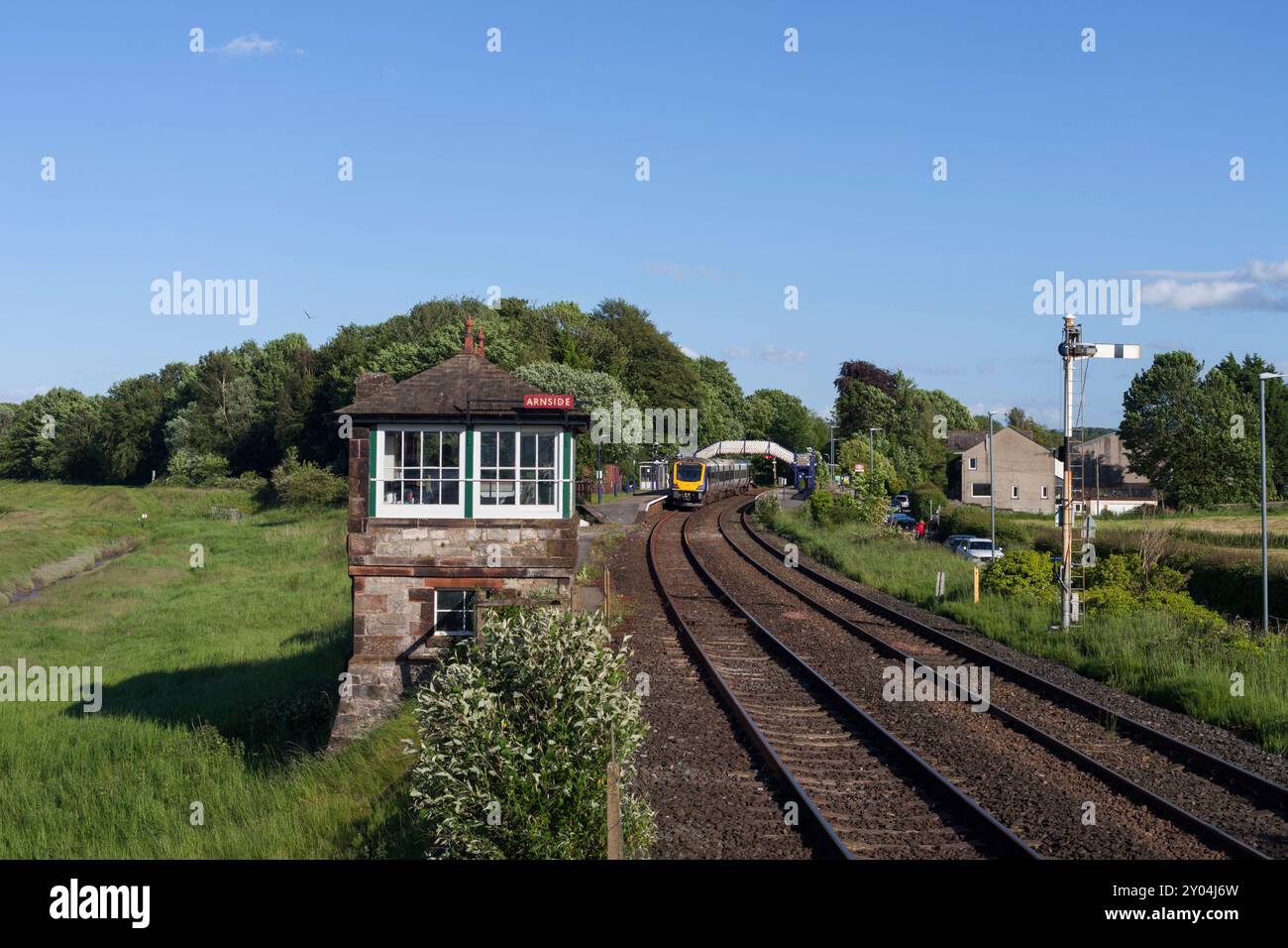 Northern Rail class 195 train calling at Arnside station on the ...